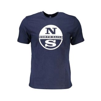 North Sails Blau Baumwolle Druck Logo T-Shirt - - Tops - Herren - Blau - 3XL