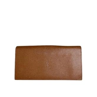 Saint Laurent Portefeuille Pre-owned &agrave; fermoir poussoir - Femme - Pre-owned - Brun - Taille: ONE Size