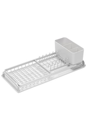 Brabantia Geschirrabtropftasse, Grau, Metall, Kunststoff, 20x12.6x46.3 cm, Abtropfschale, Bestecksammler, Tassenablage, Tellerablage, Kochen, K&uuml;chenhelfer, Sons