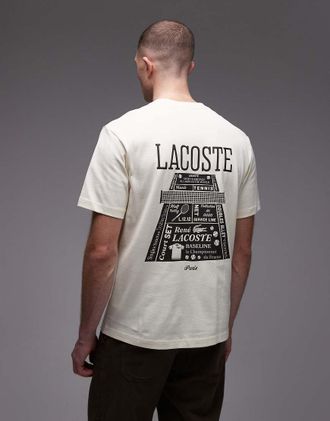 Lacoste T-Shirt in Blassgelb mit R&uuml;ckenprint