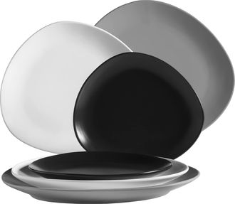 Mäser Mäser Tellerset, Keramik GLENDALE, 26 centimeters, Schwarz / Weiß / Grau