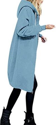 Generic Vestes &agrave; capuche pour femmes, manteau dautomne et dhiver, poches chaudes, cordon de serrage, fermeture &eacute;clair, cardigan long &agrave; capuche, haut dext&eacute;rieu