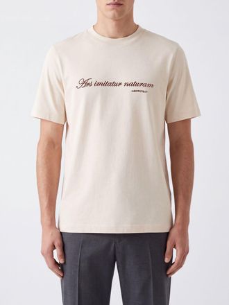Brunello Cucinelli T-shirt en coton &agrave; imprim&eacute; slogan avec logo brod&eacute;