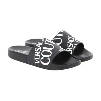 Versace Jeans Couture Homme, Chaussures, Noir, Taille: 39 EU Sandales de Piscine avec Logo Noir
