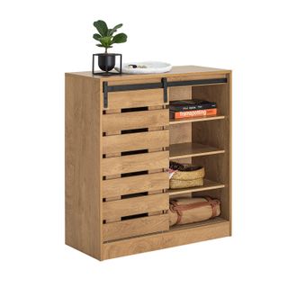 SoBuy FSB65-N Sideboard Schuhschrank mit Schiebet&uuml;r Kommode Schrank K&uuml;chenschrank Flurschrank Lowboard Aufbewahrungsschrank Buffet Natur BHT ca.: 80x89x35cm