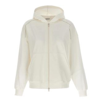 Brunello Cucinelli Kapuzenpullover mit Monili-Verzierung - - Sweatshirts & Hoodies - Damen - Wei&szlig; - M
