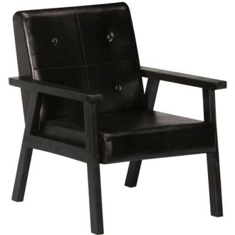 Les Tendances Fauteuil Noir Cuir v&eacute;ritable 4