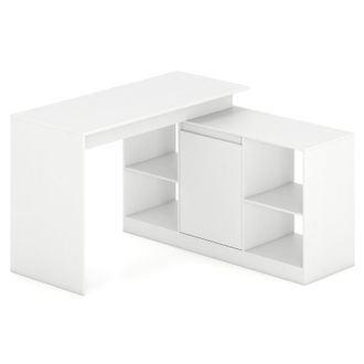Giantex 120 cm Reversibler Eckschreibtisch, L-Form Eck-B&uuml;rotisch mit 2 T&uuml;ren & 4 offenen Ablagef&auml;chern, gro&szlig;er Schreibtisch f&uuml;r Homeoffice, wei&szlig;