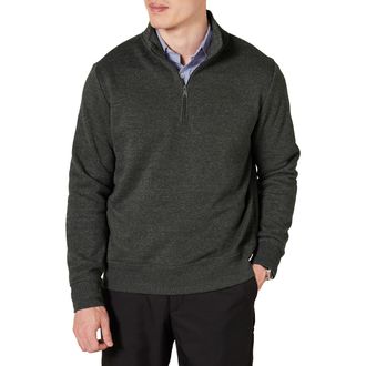 Amazon Essentials Herren Polarfleecejacke mit Viertelreißverschluss, Dunkelgrau Meliert, XXL