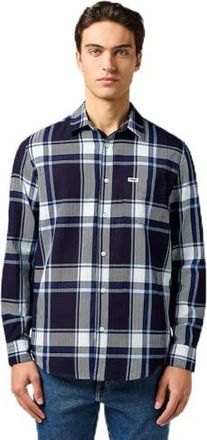 Wrangler 1 Pkt Shirt, Large Plaid Indigo, M Hommes