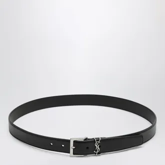 Saint Laurent Cassandre Vadim G&uuml;rtel aus schwarzem Glattleder