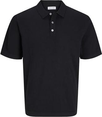 Jack & Jones Jjeemil Knit Relaxed Polo SS Sn, Noir, XL Hommes