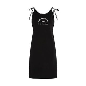 Karl Lagerfeld Robe Courte de Plage avec Logo, Noir, XL Femme