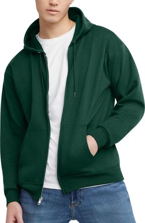 Hanes Hoodie für Herren, mit Reißverschluss, EcoSmart, Fleece, Kapuzen-Sweatshirt, Grün - Deep Forest, XX-Large