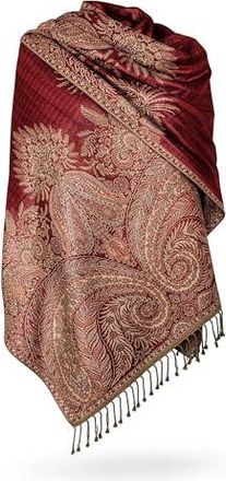 achillea &Eacute;charpe pashmina r&eacute;versible douce et soyeuse avec franges, bordeaux, 28 W x 76 L