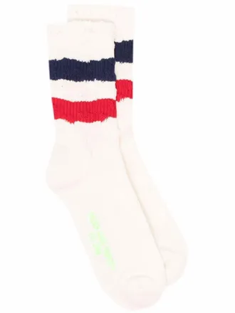 Golden Goose chaussettes &agrave; bords ray&eacute;s - Blanc