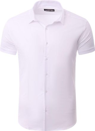 Reslad Hemd Herren Kurzarm Slim Fit | Freizeithemden für Sommer | Stretch Hemden mit optimalen Komfort | Elegantes Business Männer Hemd RS-7025 Weiß 2XL