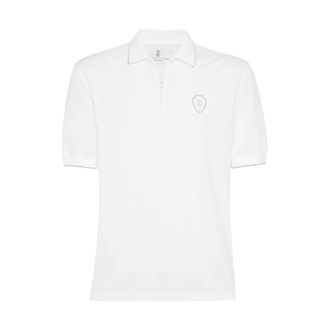 Brunello Cucinelli Chest Logo Half-Zip Polo - - Tops - Herren - Wei&szlig; - S