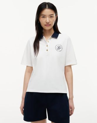 Tommy Hilfiger Polo classique &agrave; boutons dor&eacute;s - Blanc