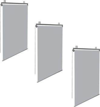 IDMarket Idmarket - Satz von 3 Rollos B.124 x h. 225 cm f&uuml;r Pergola hellgrau
