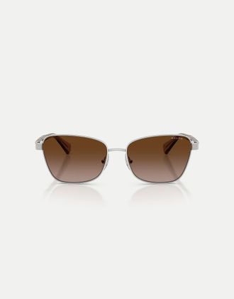 Ralph Lauren lunettes de soleil &agrave; forme irr&eacute;guli&egrave;re avec verres marron en argent brillant-Argent&eacute;