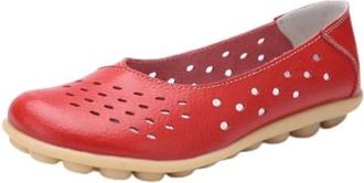 Generic Mocassins en Cuir ajouré pour Femmes, Chaussures Plates décontractées à Bout Rond, Confortables, pour la Marche la Conduite Le Bateau et Les Soins Inf