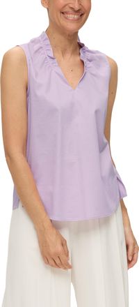 s.Oliver &Auml;rmellose Popeline-Bluse mit Raffung und geschlitztem Saum