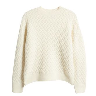 Ted Baker Morlea Pullover Mit Horizontalem Zopfmuster, Elfenbeinfarben, Rundhalsausschnitt