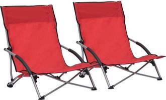 vidaXL Klappbare Strandst&uuml;hle 2 Stk. Rot Stoff Vidaxl