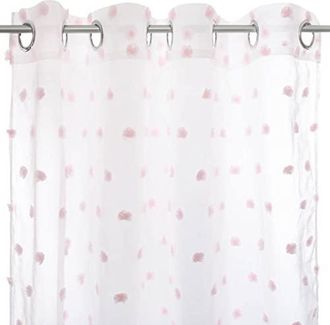 Atmosphera Atmosphera - Rideau Enfant Pompoms - Blanc et Rose 140x240 cm