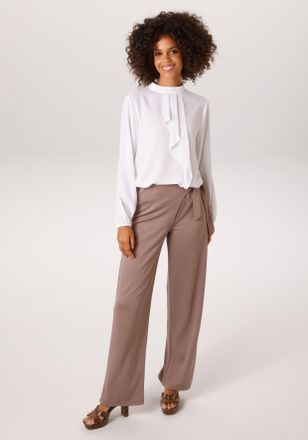 Aniston Langarmbluse ANISTON CASUAL, Damen, Gr. 34, wei&szlig;, Georgette, Obermaterial: 100% Polyester, unifarben, figurumspielend Po-bedeckend, elastischer Bund m