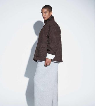 Asos Curve ASOS DESIGN Curve veste habill&eacute;e Harrington &agrave; col chemin&eacute;e &agrave; carreaux marron