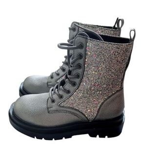 Generic Bottines &agrave; paillettes &eacute;l&eacute;gantes pour femme - Bout rond - R&eacute;tro - Talon bas &eacute;pais - Antid&eacute;rapantes - Coupe large - &Agrave; lacets - Pour f&ecirc;te en plein air, g