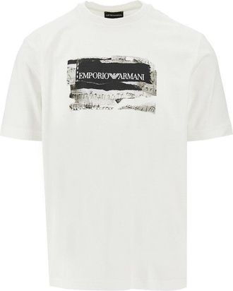Emporio Armani Logo embroidery and print T-shirt Man XXL