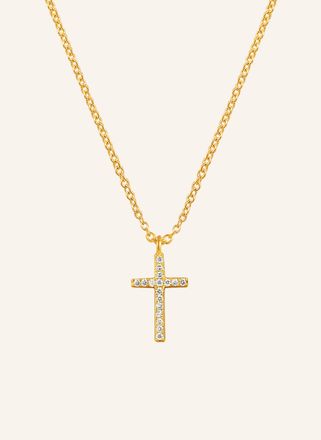 Leaf Halskette Kreuz Aus 18 Karat Gelbgold Mit Diamanten gold