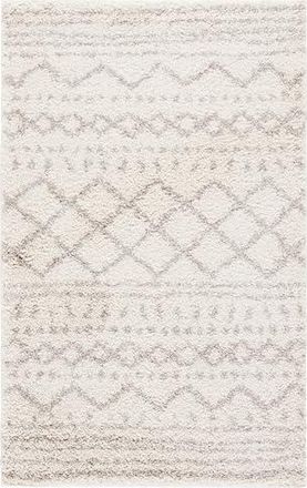 Safavieh Zottelig Teppich für Wohnzimmer, Esszimmer, Schlafzimmer - Arizona Shag Collection, Kurzer Flor, Elfenbein und Beige, 91 X 152 cm