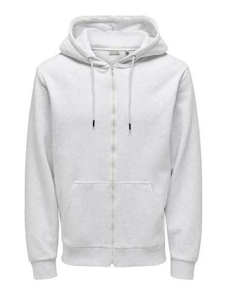 Only & Sons Onsceres Zip THR Sweat &agrave; Capuche Noos, Super Light Grey Melange, XL