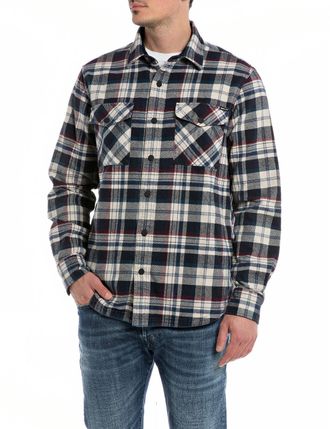 Replay Herren Hemd Langarm Kariert, Navy/Lt Cream/Lt Blue 010 (Mehrfarbig), XXL