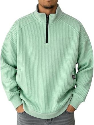 Generic Pull &agrave; col roul&eacute; pour homme - Sans capuche - Demi-fermeture &eacute;clair - Couleur unie - Confortable - Doux - Manches longues - Coupe droite - Pull dext&eacute;ri