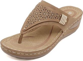 Generic Femme Sandales Plateforme Sandales Femme Mules Femmes &Eacute;t&eacute; Tongs Femme Claquette Femmes Confortables Plage Sandales Compens&eacute;es D&eacute;contract&eacute;es,Marron,38 