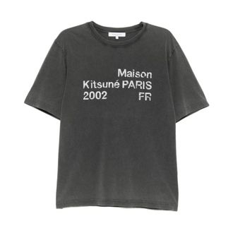 Maison Kitsun&eacute; Homme, Tops, Noir, Taille: XL 2002 Faded Comfort T-shirt