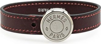 Herm&egrave;s Armband - Leather Clou de Selle Bracelet - Gr. unisize - in Braun - f&uuml;r Damen