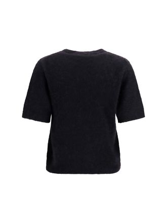 Ganni Womens Alpaca And Wool-Blend T-Shirt Black T-Shirts Polos