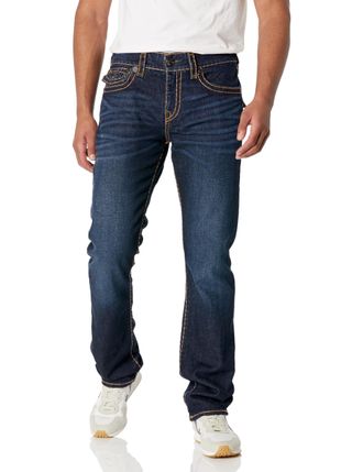 True Religion Herren Ricky Super T Straight Flap Jeans, Giza Dark Wash, 46