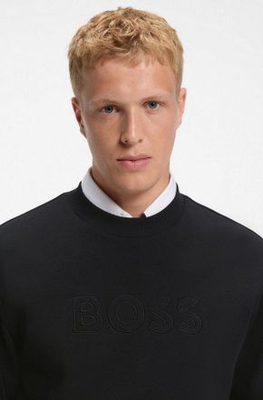 HUGO BOSS Sweatshirt Rundhalsausschnitt, Relaxed Fit, gro&szlig;e Logo-Stickerei