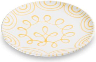 Gmundner Keramik Speiseteller, Durchmesser: 25 cm, Gelbgeflammt, handgemachte Keramik aus Österreich