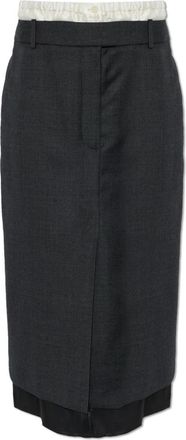 R&oacute;he Femme, Jupes, Gris, Taille: 42 FR Jupe en laine avec fente