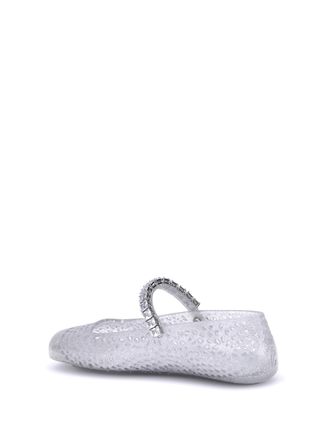 Jimmy Choo London Womens Ballerina Shoes Jelly Clear-Silver Mix-Crystal Thermoplastic Polyurethane Clear/silver Mix/crystal
