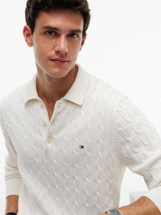 Tommy Hilfiger Polokragenpullover CLASSIC COTTON CABLE mit Zopfmuster, regular fit