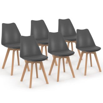 IDMarket Set Di 6 Sedie Sara Grigio Scuro Per Sala Da Pranzo